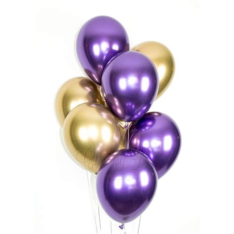 25 Violeta Roxo Cromado 9 Pol 25 Dourado Metalizado Balão Bexiga