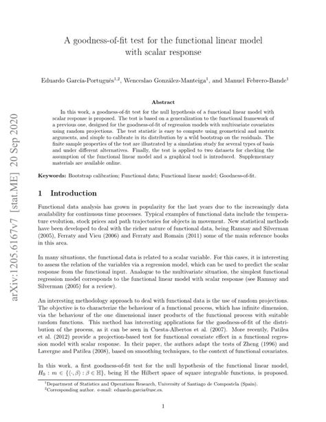 a goodness of fit test for the functional linear model with scalar response docslib