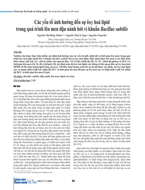PDF Các yếu tố ảnh hưởng đến sự ôxy hoá lipid trong quá trình lên men