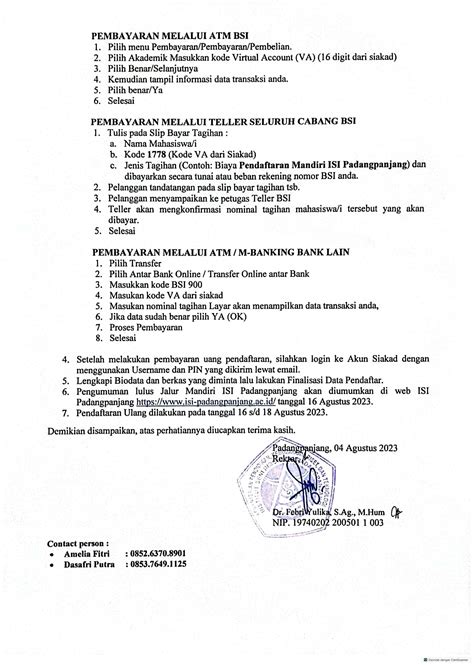 Penerimaan Mahasiswa Baru Pmb Jalur Mandiri Tahap Isi Padangpanjang