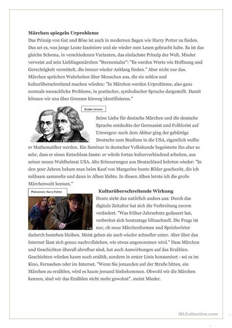 Märchen als Schlüssel zur Welt Lesetext Lesen Moderne sagen Literatur