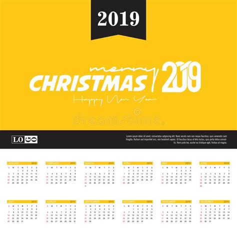 Molde De 2019 Calend rios Fundo Do Natal E Do Ano Novo Feliz Ilustração