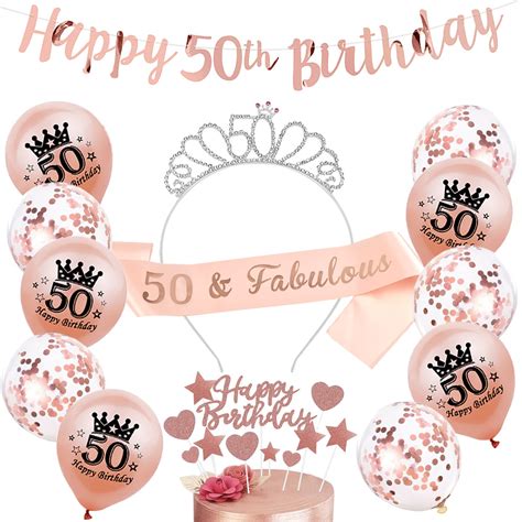 Buy Wendergo Rose Gold Birthday Party Decorations Kit Happy 50th