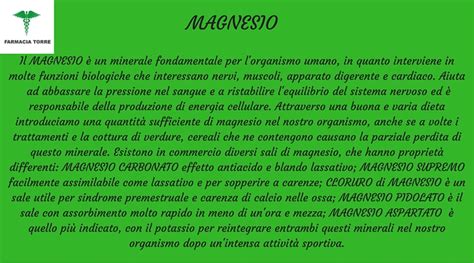 Magnesio cosè e a cosa serve Farmacia Torre