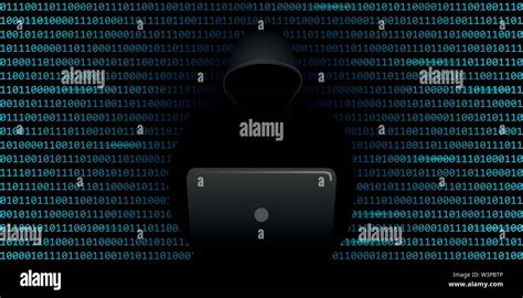 Computer Hacker Cybercrime Concept With Binary Code Web Background