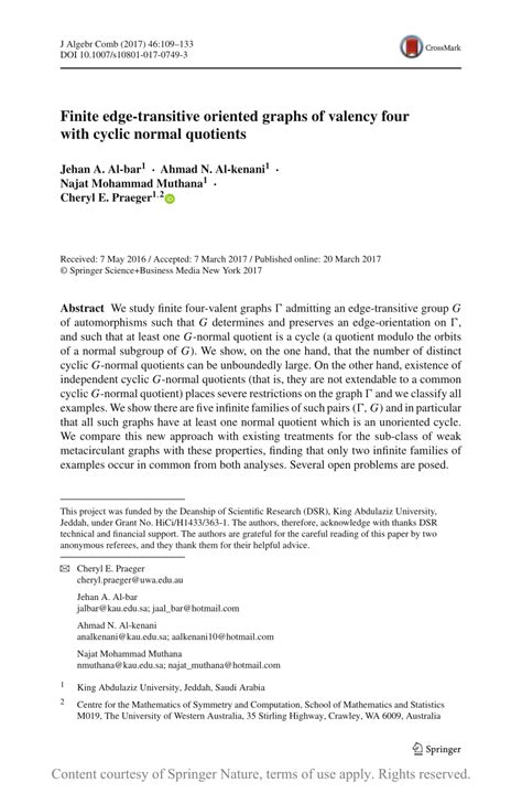 finite edge transitive oriented graphs of valency four with cyclic normal quotients request pdf