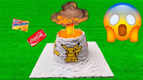 Experiment Vulcão pikachu entrando em erupção Coca Cola x Mentos