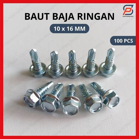 Jual Baut Rangka Baja Ringan 10x16 Isi 100 Pcs Skrup Sekrup Roofing SDS