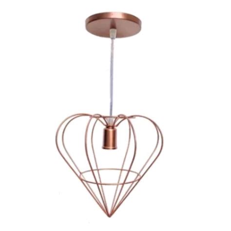 Pendente Aramado coração Luminárias Lustre Cabo Cristal Teto Retrô