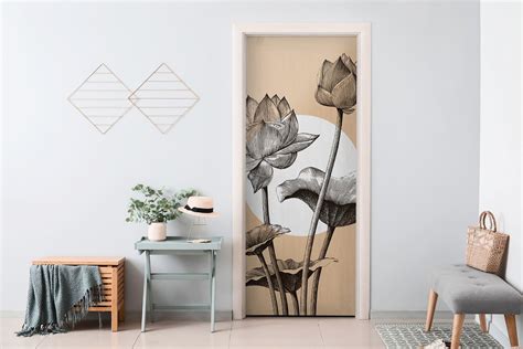 Naklejka na drzwi HOMEPRINT Wzór kwiatu lotosu 85x205 cm HOMEPRINT