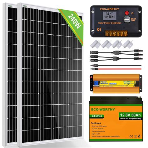 ECO WORTHY Système de Panneaux Solaires Hors Rréseau 240W 12V avec