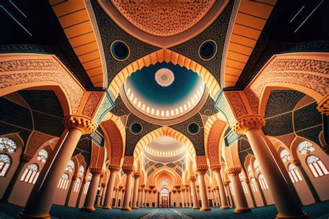 Premium Photo Interior Of Muslim Mosque In Traditional Design