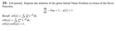 solved 10 express the solution of the given initial value