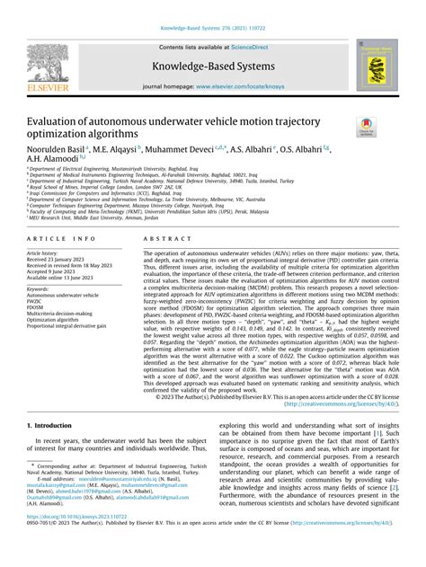 pdf evaluation of autonomous underwater vehicle motion trajectory optimization algorithms