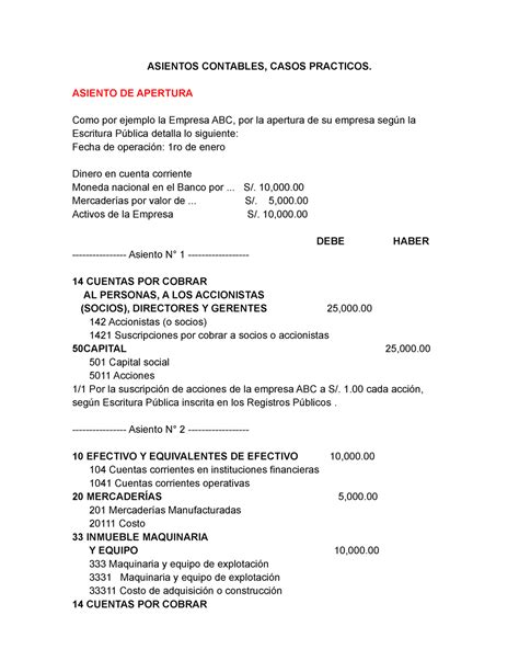 Asiento Contable De Apertura De Una Sociedad Limitada Actualizado