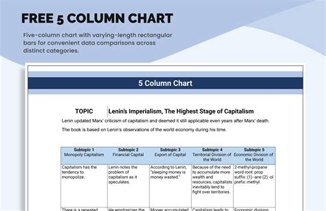 5 Column Chart Template Prntbl Concejomunicipaldechinu Gov Co