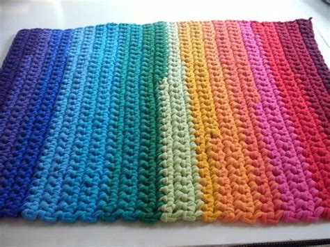 Rainbow Crochet Rug Upcycled T Shirt Yarn