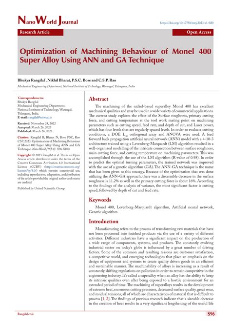 pdf optimization of machining behaviour of monel 400 super alloy using ann and ga technique