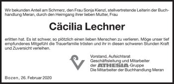 Traueranzeigen von Cäcilia Lechner Trauer bz