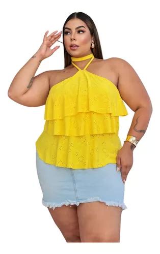 Bata Cropped Plus Size Blusa De Amarrar Babados Camadas Moda