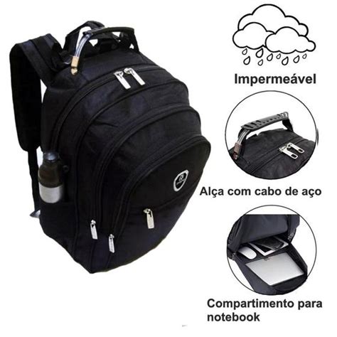 Mochila Notebook Executiva Escolar Adulto Masculina Feminina Textil