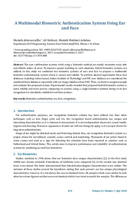 pdf multi modal biometric authentication system using face and online signature fusion