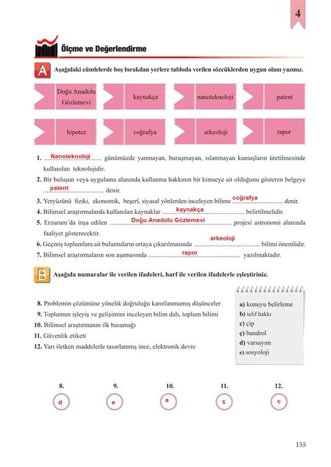 6 Sınıf Sosyal Bilgiler Meb Yayınları Sayfa 155 Cevapları