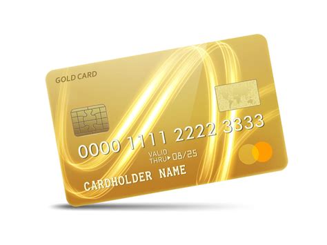 Detailed Glossy Gold Credit Card With Wavy Neon Light Decoration