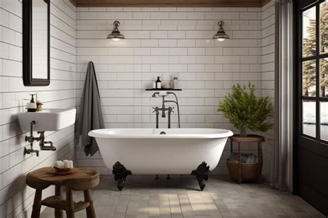 Premium AI Image Farmhouse Bathroom Interior Design Generative AI