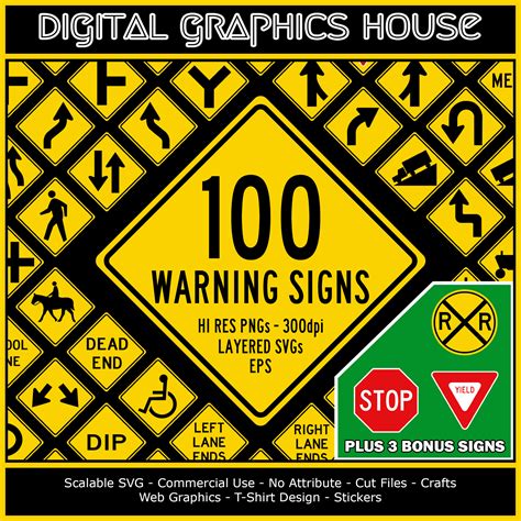 Road Signs Clipart Warning Signs SVG PNG Yellow Traffic Signs