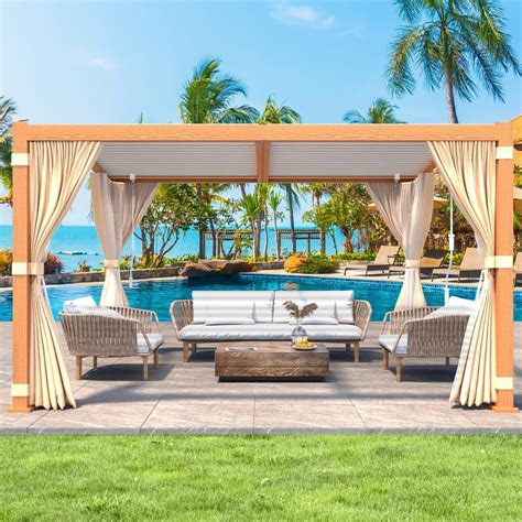 Erommy Outdoor Louvered Pergola With Adjustable Aluminum Rainproof Roof