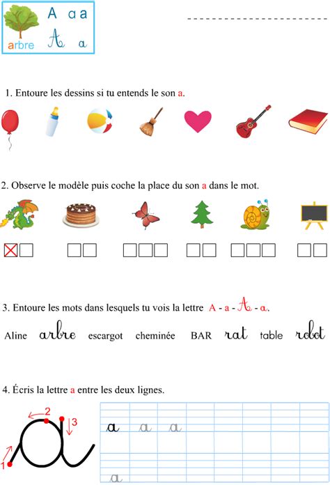 Fiche d exercices à imprimer le son a Apprendre à lire
