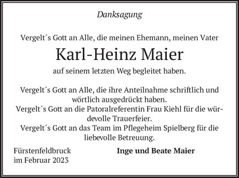 Traueranzeigen Von Karl Heinz Maier Trauer Merkur De