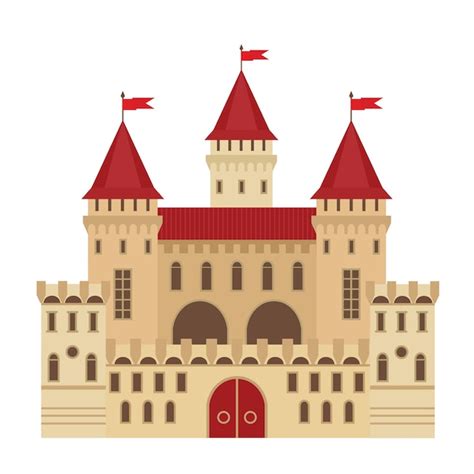 Illustration Vectorielle D un Château Dans Un Style Plat Forteresse