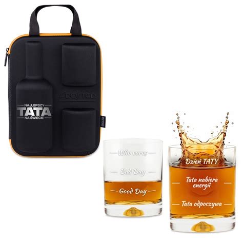 Etui na whisky ze szklankami Froster dla Taty prezent Dzień Ojca