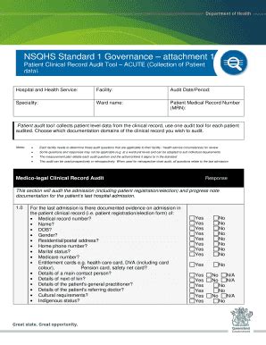 Fillable Online Health Qld Gov NSQHS Standard 1 Governance Attachment 1