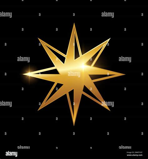 Ilustración de signo vectorial de ocho estrellas de oro en fondo negro