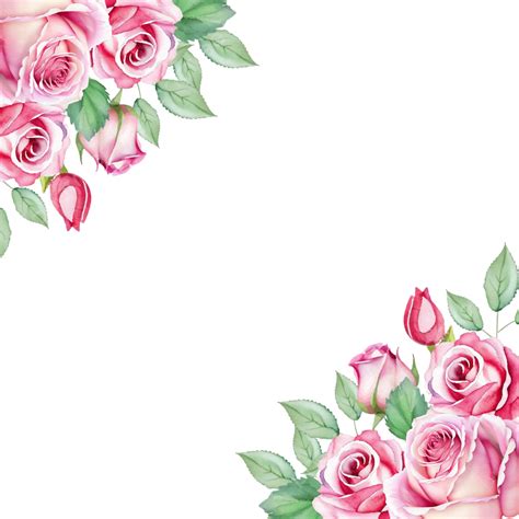 Moldura De Flor Em Aquarela Rosa Png Quadro De Flores Em Aquarela