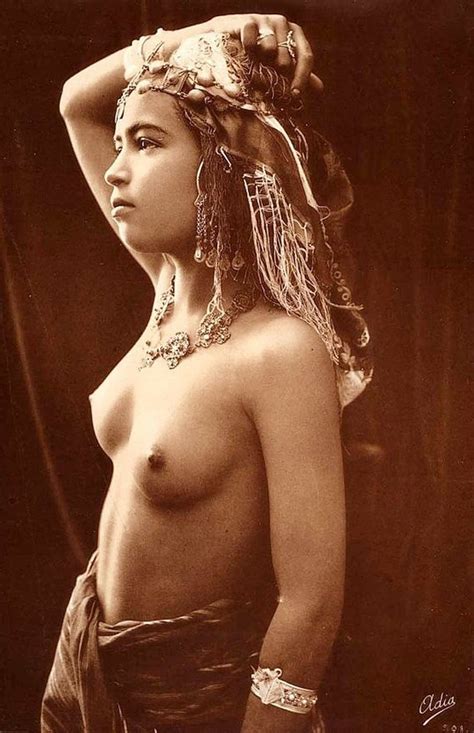 Reprinted Postcard Size Of Vintage Colour Photograph Of Topless North