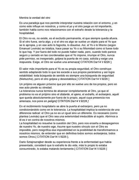 Mentira La Verdad Del Otro Resumen Mentira La Verdad Del Otro Es Una