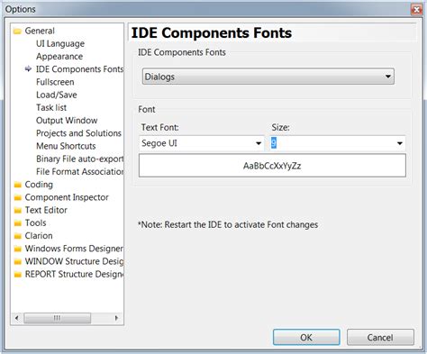 C9 IDE Component Fonts Clarion