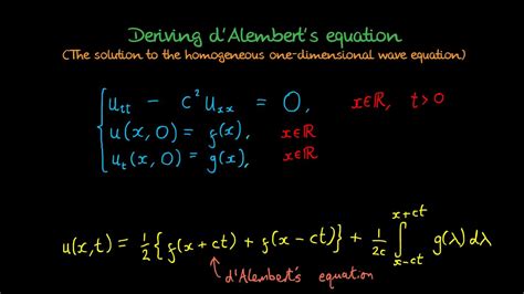 wave equation deriving d alembert s equation youtube