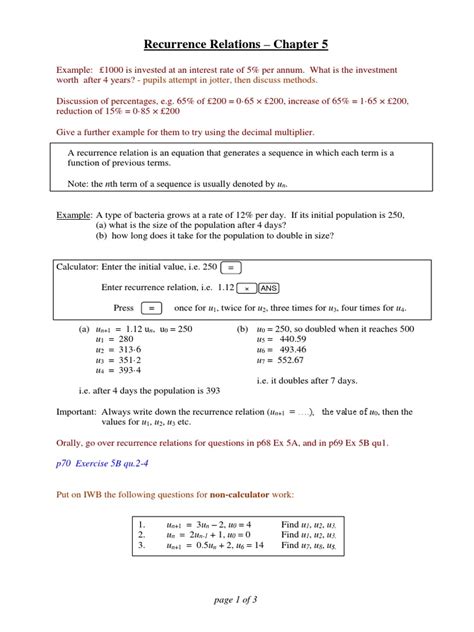 recurrence relations pdf recurrence relation teaching mathematics