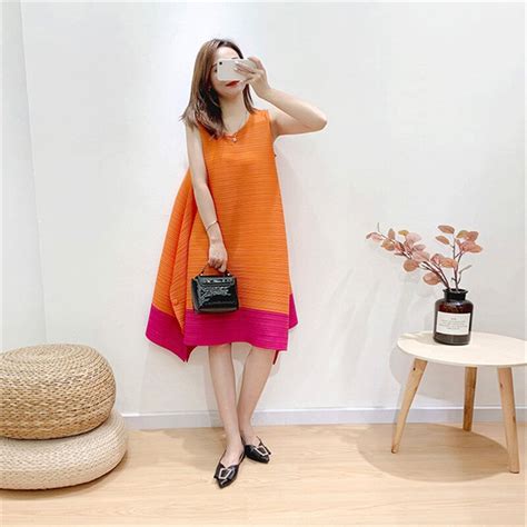 Miyake Vestido Plisado De Talla Grande Para Mujer Ropa Bohemia Holgada