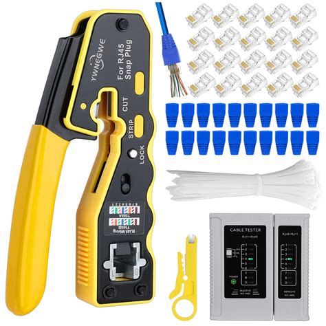 RJ45 Crimp Tool Kit Pass Through Ethernet Crimper For Cat5e Cat6 Cat6a