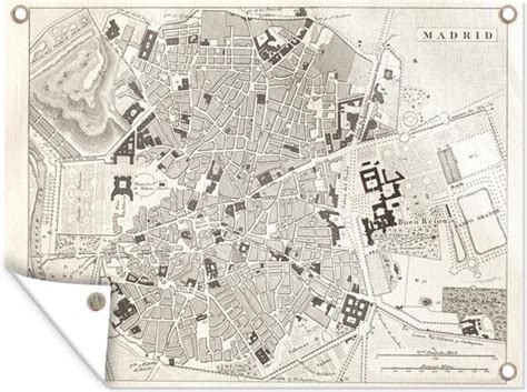 Muurdecoratie Buiten Vintage Tekening Van Een Plattegrond Van Madrid