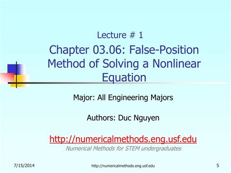 ppt numerical methods part false position method of solving a nonlinear equation