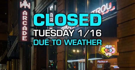 CLOSED Tuesday 1 16 Due To WeatherGround Kontrol Classic Arcade And Bar