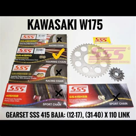 Jual GEARSET GIRSET GIR SET SSS 415 KAWASAKI W175 GOLD RO ORING