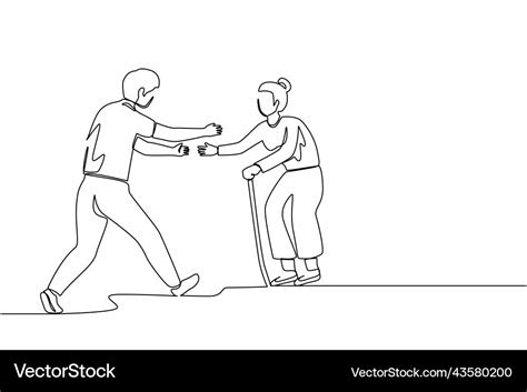 Single Continuous Line Drawing Happy Man Running Vector Image